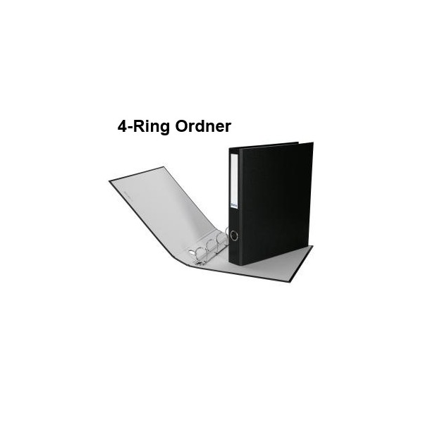 Ordner Dinor-Quatro, 4-Ring 4cm, schwarz