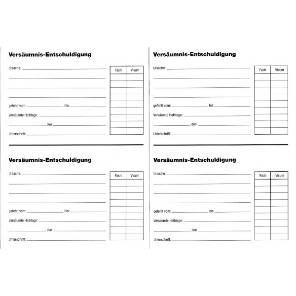 Absenzenhefte B6, 1 Stk.